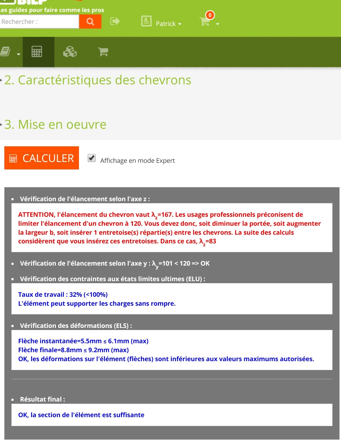 Vérifier un chevron - Les guides de la Construction Bois